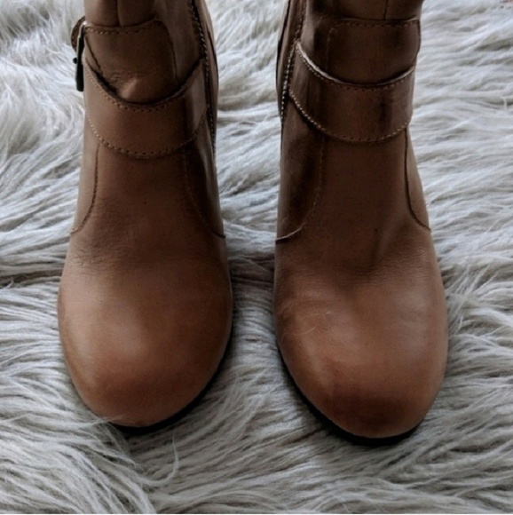 LOFT | Shoes | Loft Tan Sunni Midcalf Zip Boots Wbuckle Sz 8 | Poshmark
